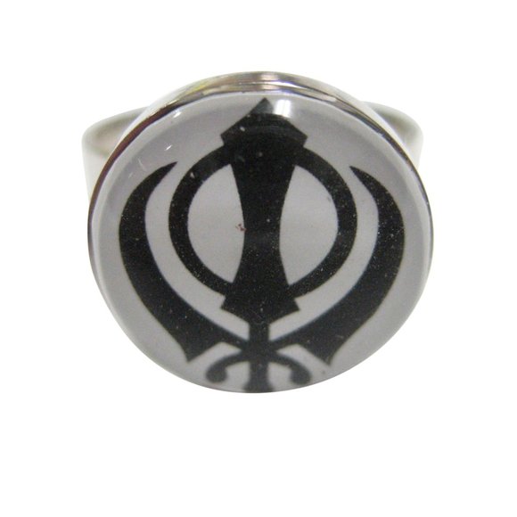 Kiola Designs | Jewelry | Black And White Toned Khanda Sikh Adjustable ...